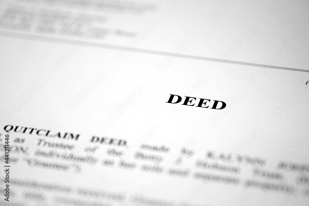 Deed for Real Estate Transfer or Transaction Contract Stock Photo ...