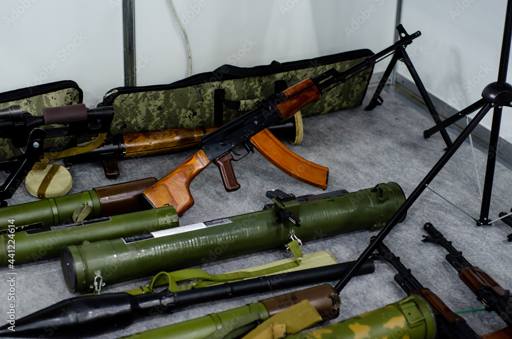 Terrorist weapon cache, grenade launchers, assault rifles and machine ...