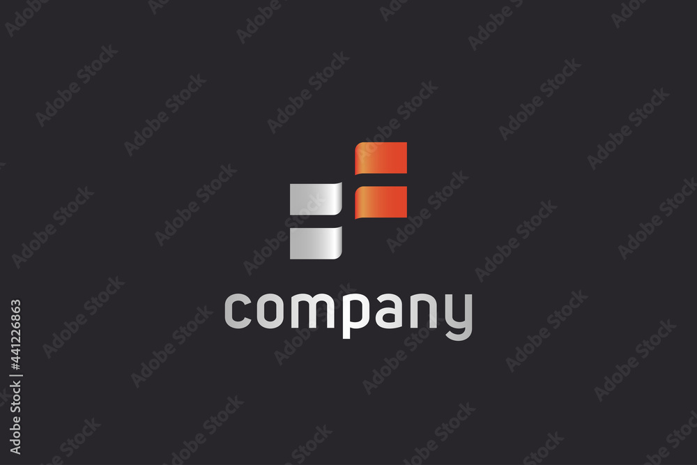 Abstract Initial Letter F Logo. White and Red Motion Geometric Shape ...