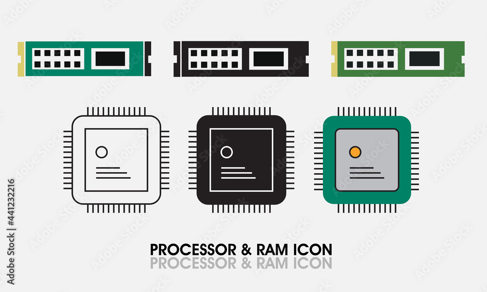 Ramram Icon Processor Random Access Memory Random Access Memory Vector Random Access Memory