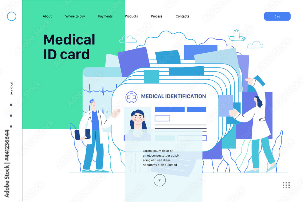 Medical id card, health card - medical insurance web template Stock ...