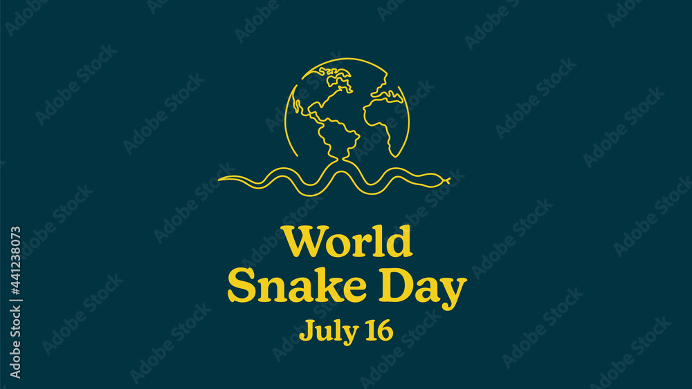 World Snake Day July 16. Simple planet and snake. Minimalist web banner ...