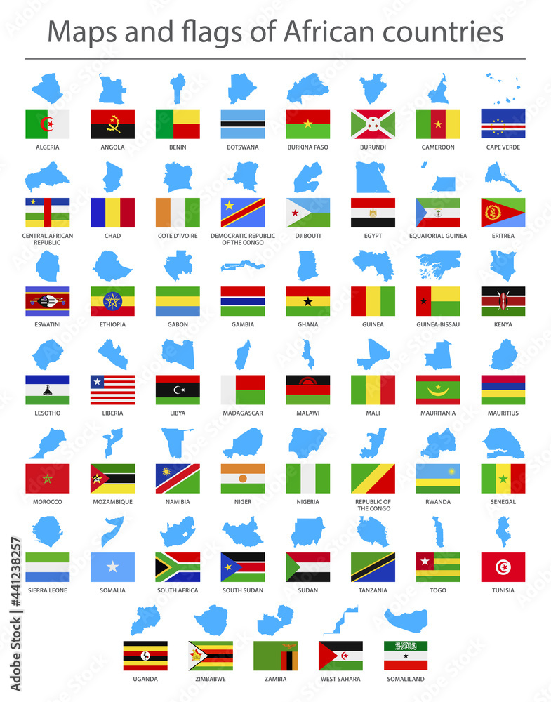 Vetor de Africa. Country border maps and flags. Vector illustration do ...