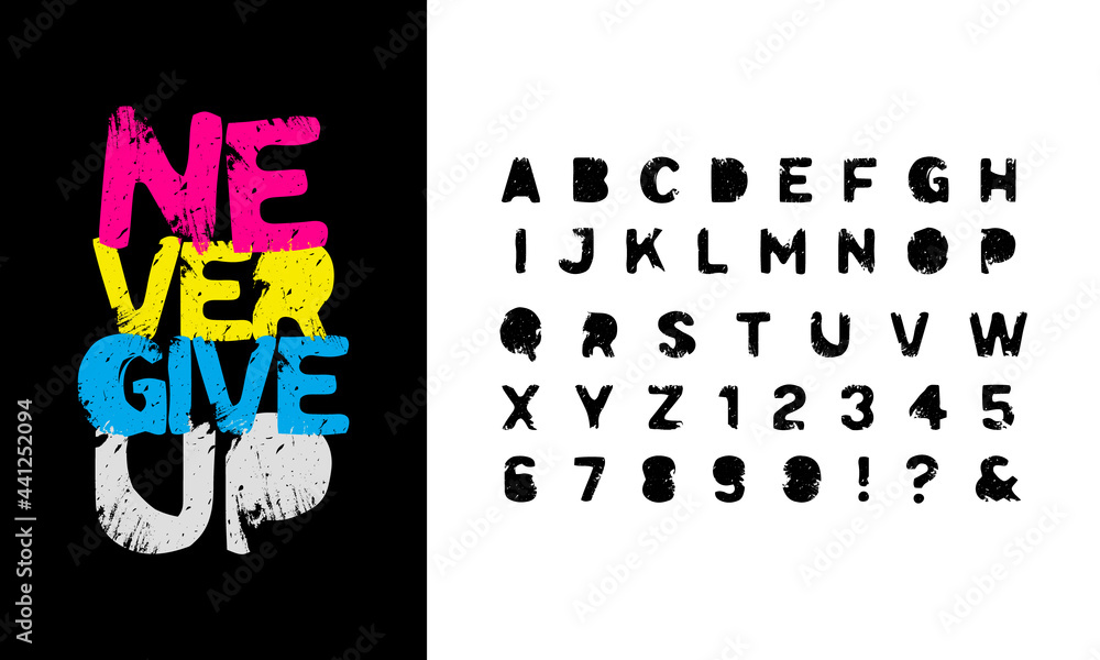 Grunge scratch type font, vintage typography. Punk style textured font ...