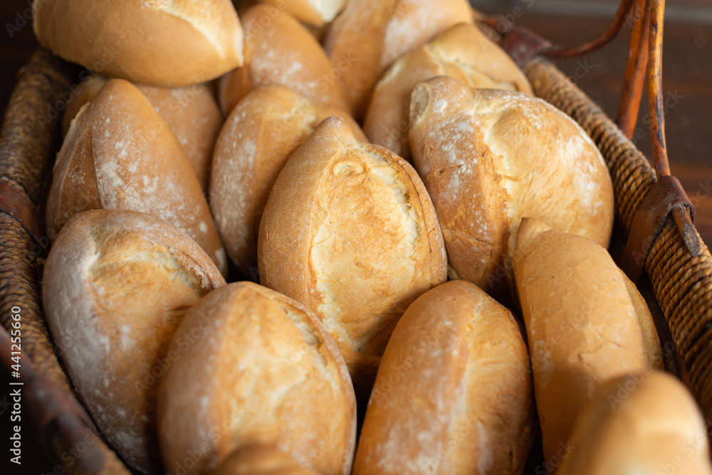 bread in mexican bakery, mexican food, fresh bread, bakery rack with ...