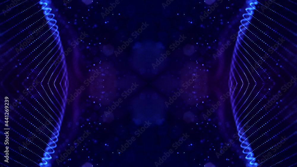 3d render. Mirror structure. Blue motion design background with ...