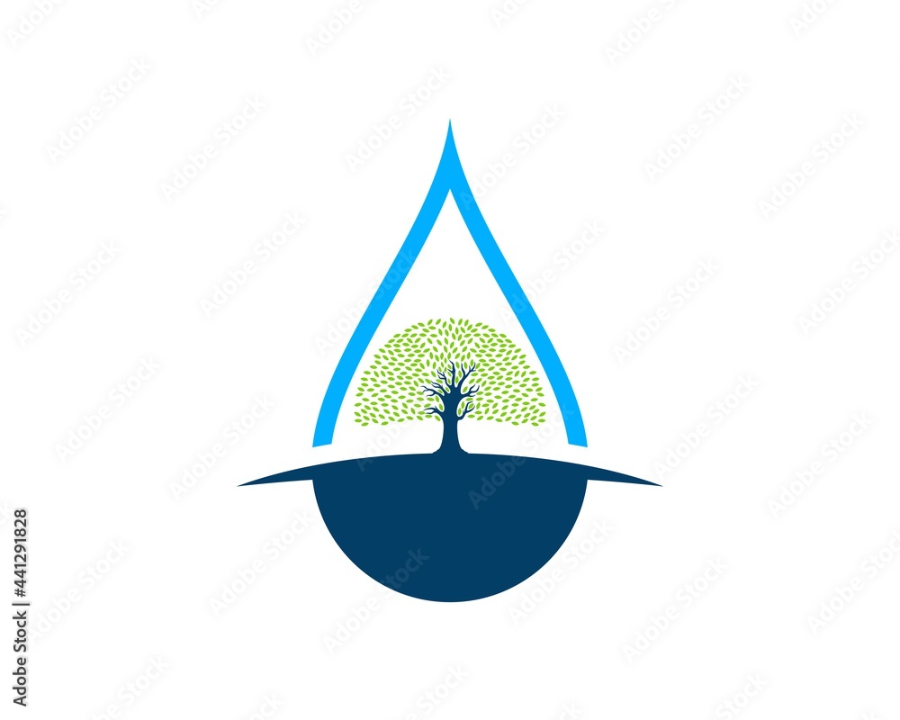 Simple water drop with nature tree inside Stock Vector | Adobe Stock