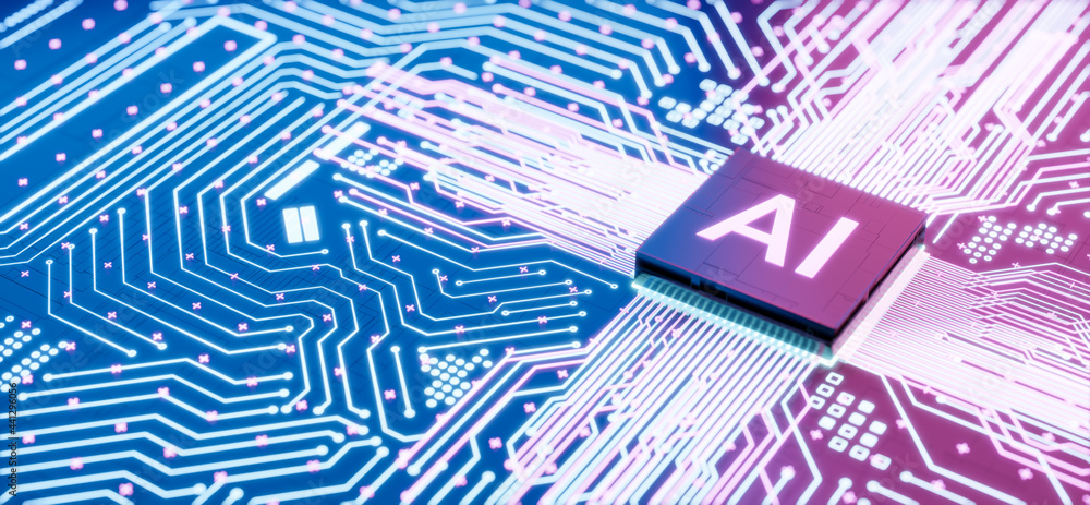 AI microprocessor on motherboard computer circuit, Artificial ...