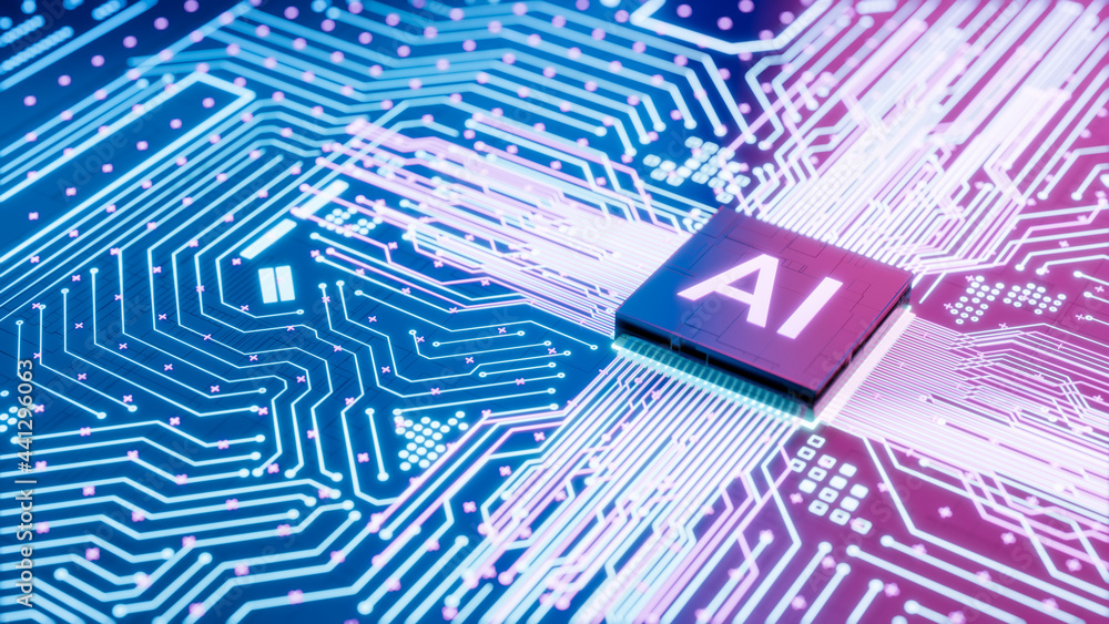 AI microprocessor on motherboard computer circuit, Artificial ...