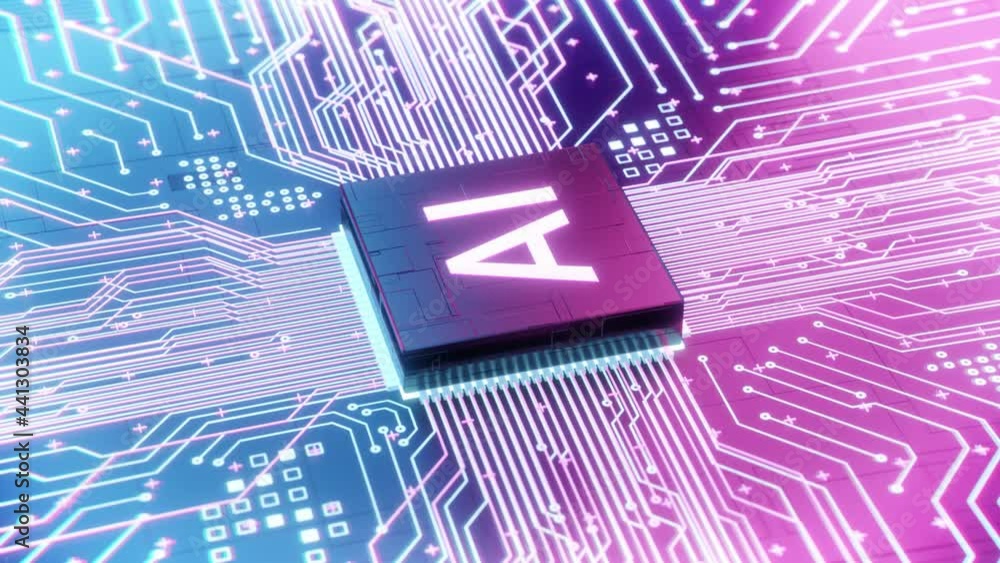 AI microprocessor on motherboard computer circuit, Artificial ...