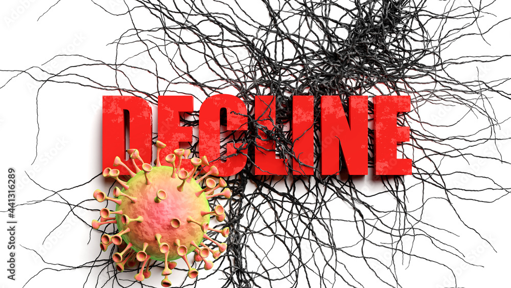 Degradation and decline during covid pandemic, pictured as declining ...