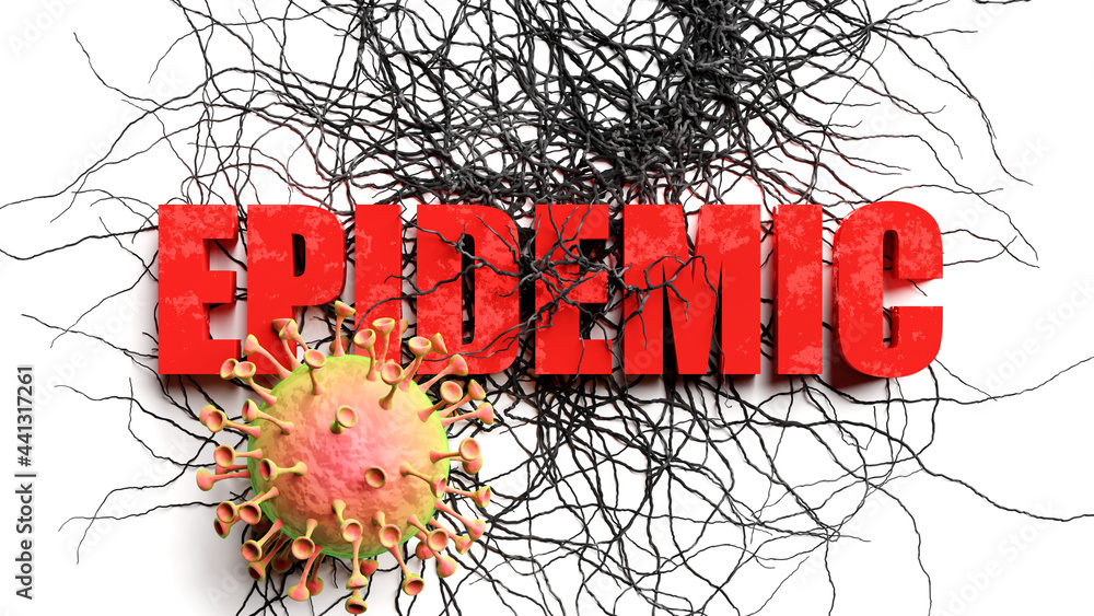 Illustrazione Stock Degradation and epidemic during covid pandemic ...