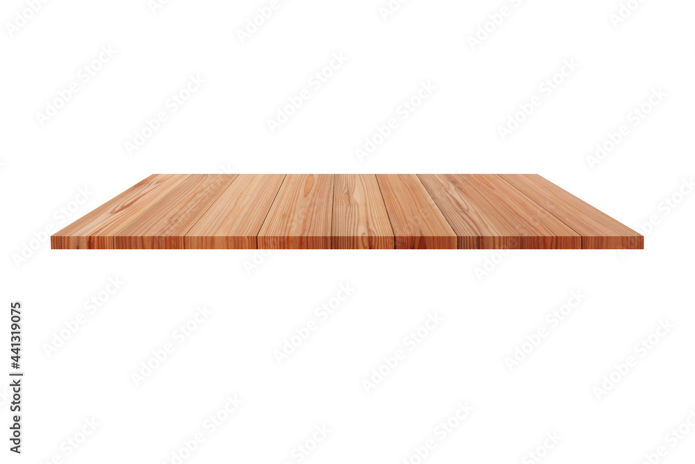 Perspective empty wooden table with white background including clipping ...