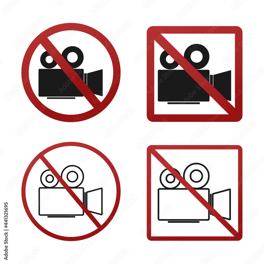 No video camera sign. No video recorder. No video recording or taking ...