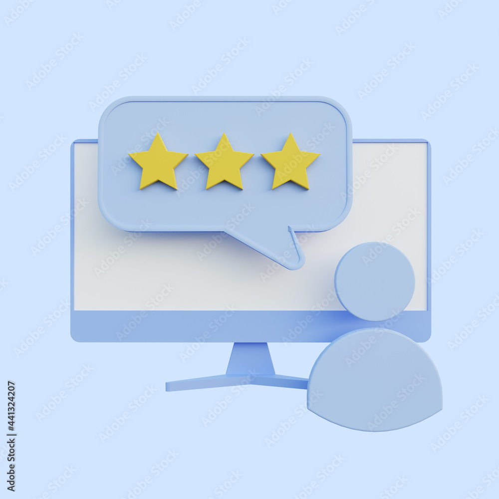 3d illustration of rating people icon in front of monitor Stock ...