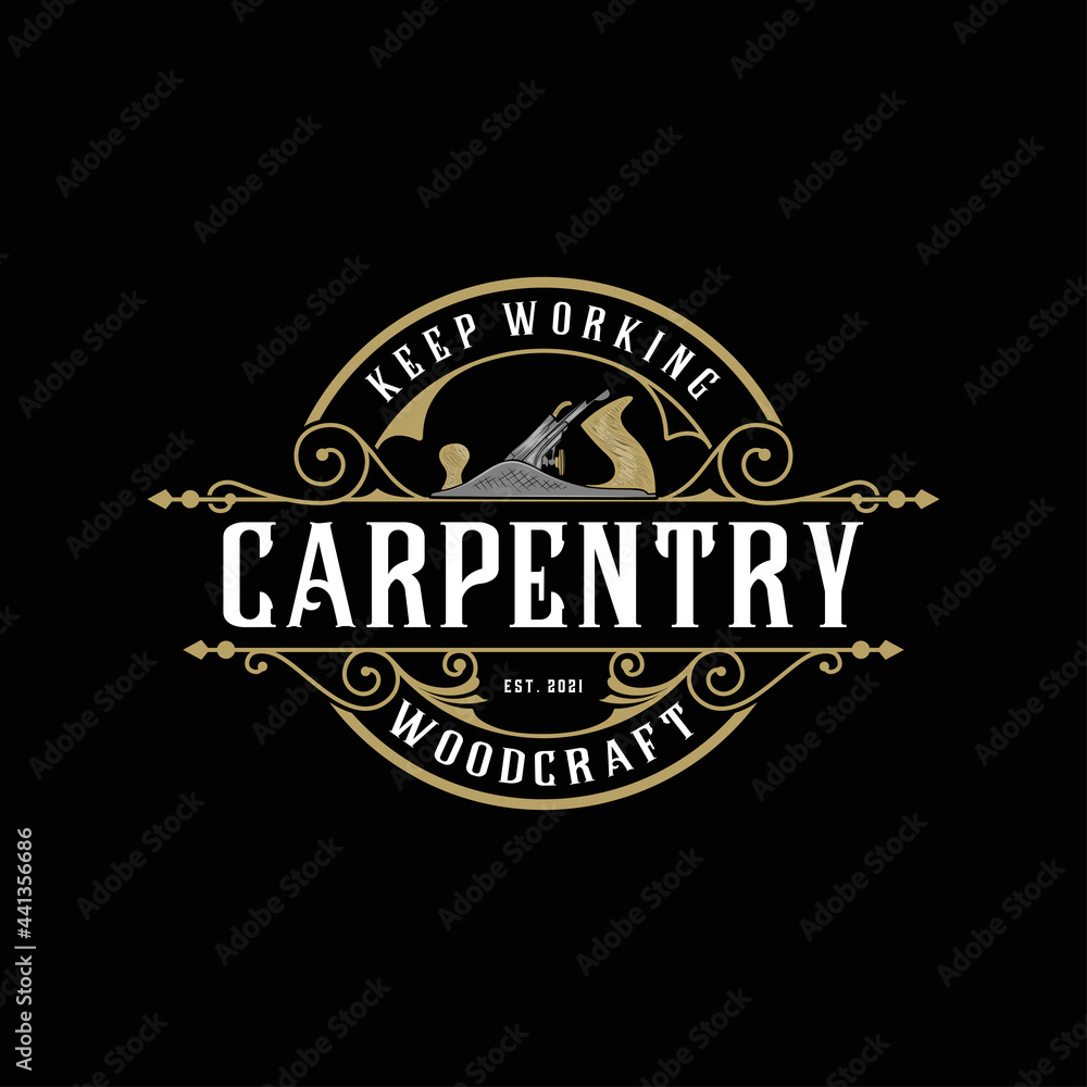 carpentry emblem retro logo Stock Vector | Adobe Stock