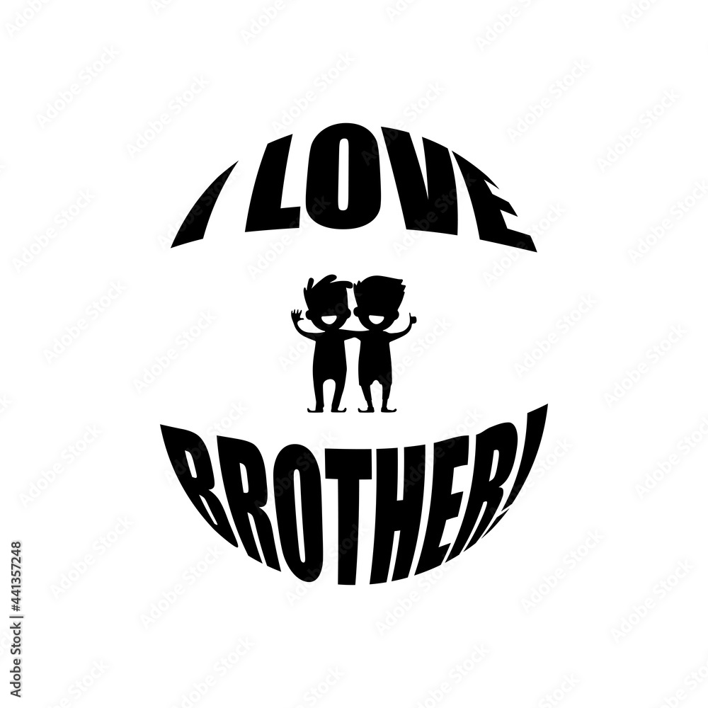 two brothers black and white outline, i love brother Stock Illustration ...