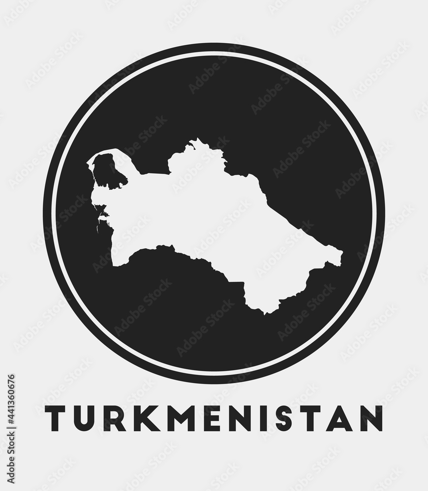 Turkmenistan icon. Round logo with country map and title. Stylish ...