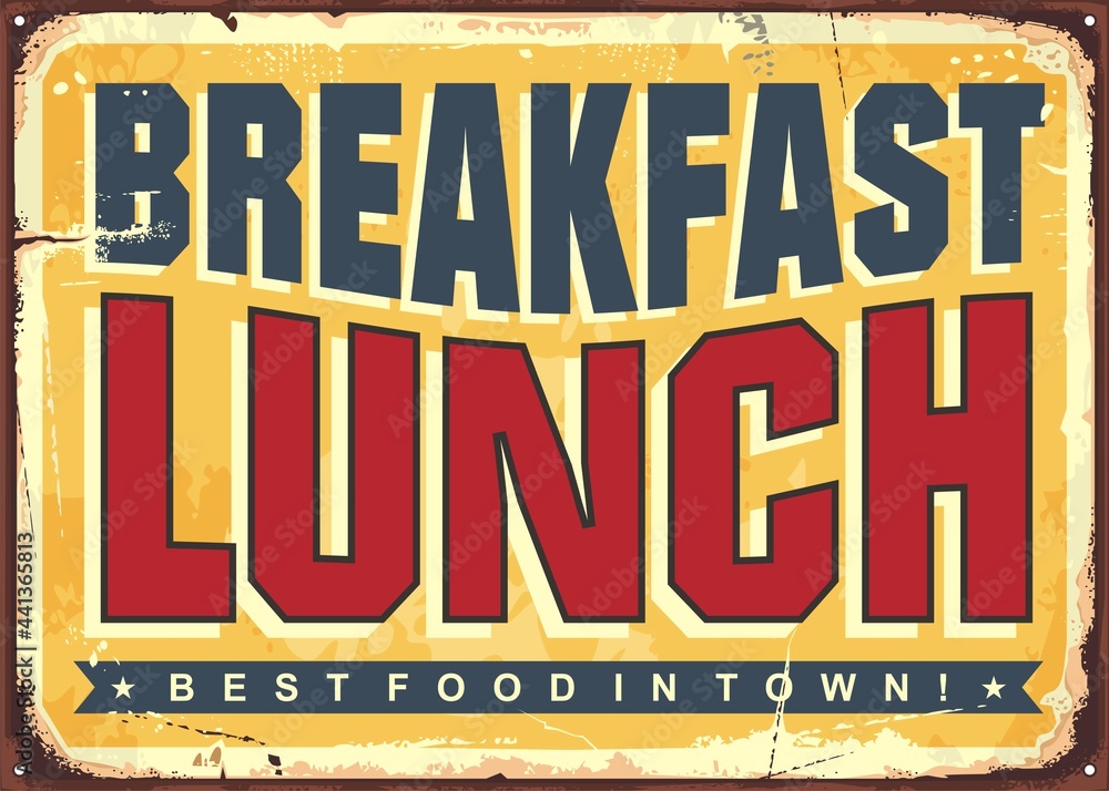Restaurant retro style sign template. Lunch and breakfast vintage diner ...
