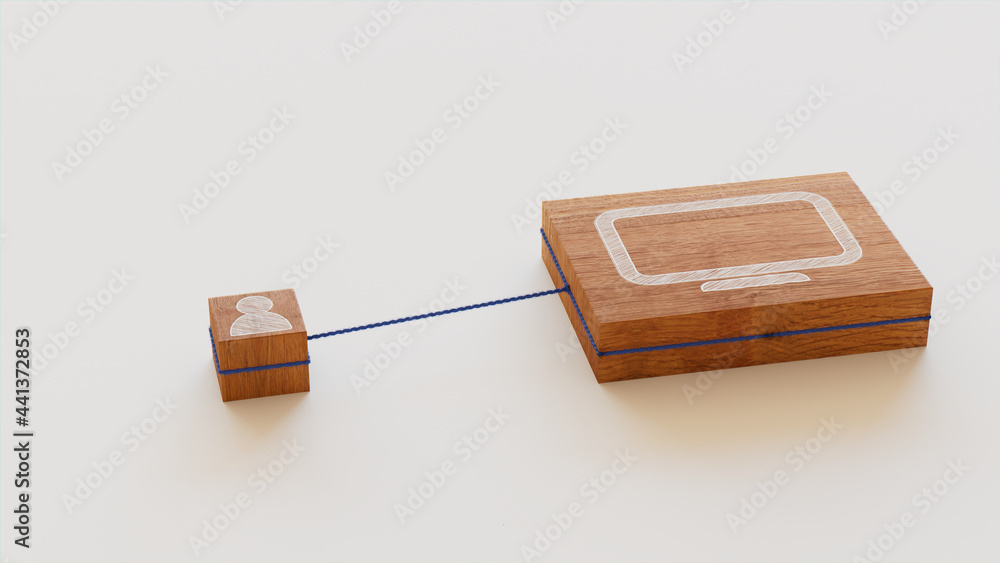 Display Technology Concept with Monitor Symbol on a Wooden Block. User ...