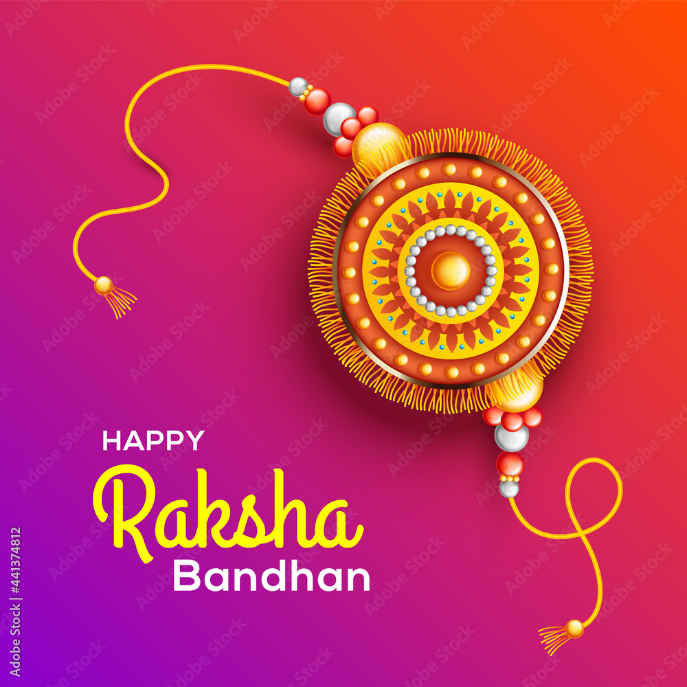 Creative beautiful Rakhi on gradient background for Raksha Bandhan ...
