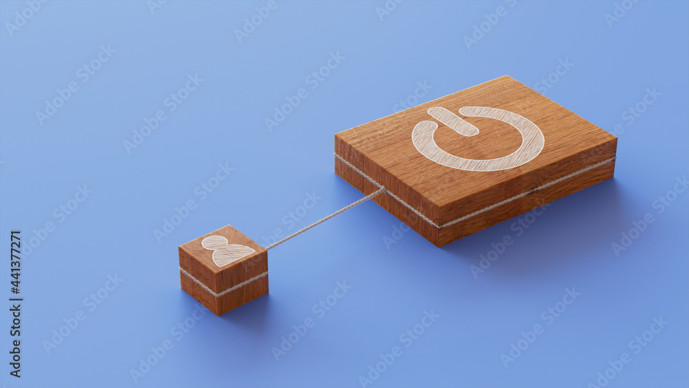 Activate Technology Concept with power Symbol on a Wooden Block. User ...