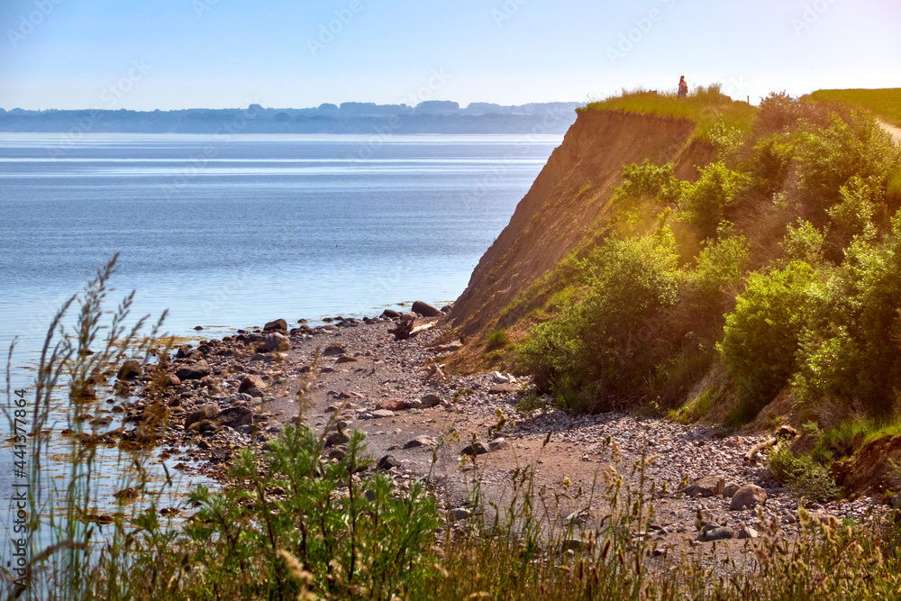 German Baltic Sea cliffs of boulder clay in front of Travemunde beaches ...
