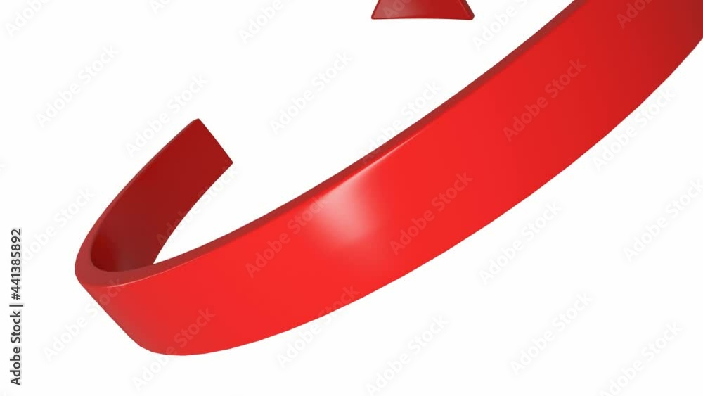 3D Red arrow icon rotating on white background. Loopable 4k seamless ...