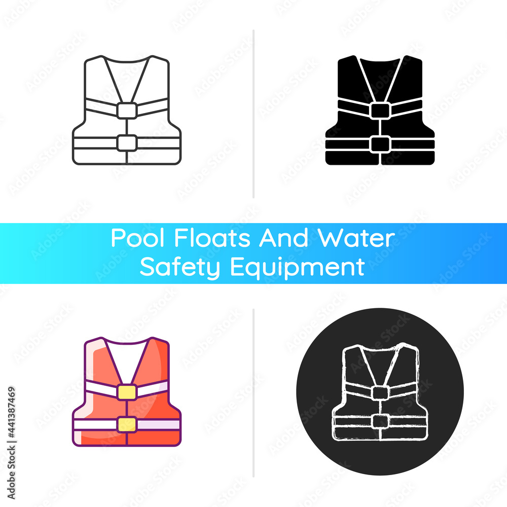 Life jacket icon. Personal flotation device. Inflatable swim vest for ...