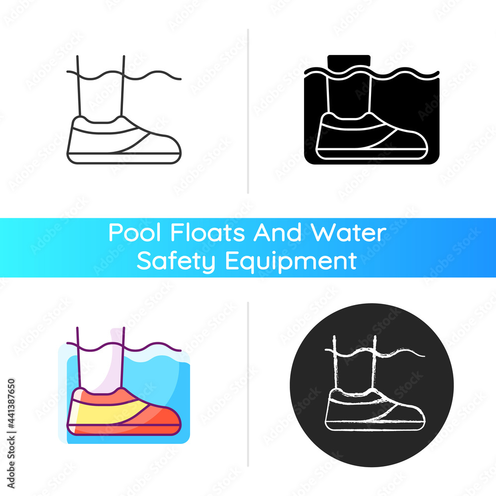 Water shoes icon. Walking in wet, rocky environments. Protecting feet ...