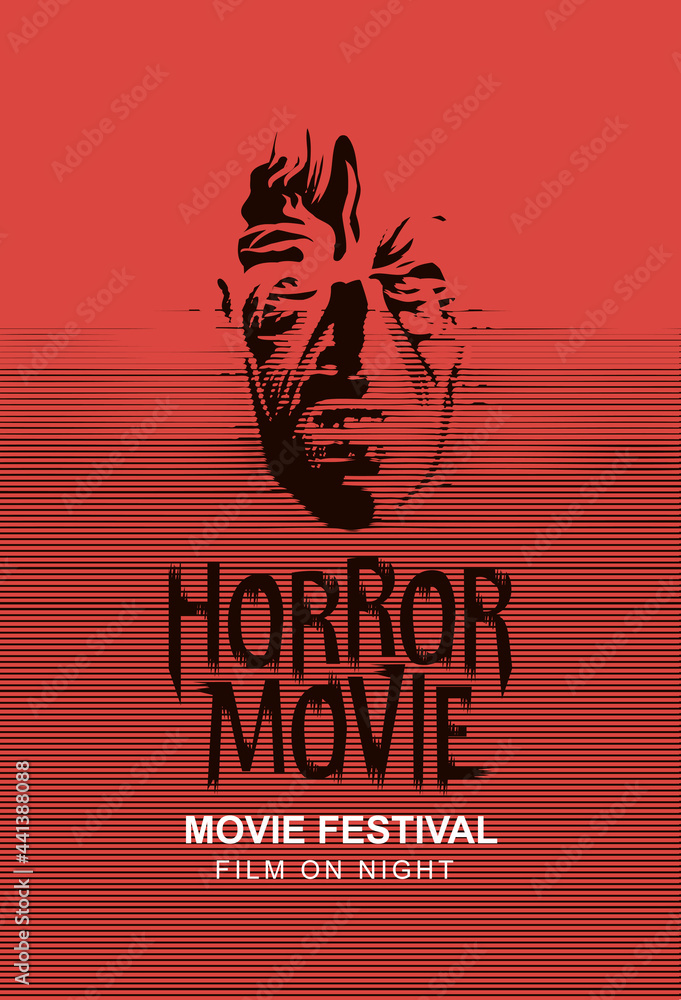 Vector poster for horror movie festival with the face of a creepy ...