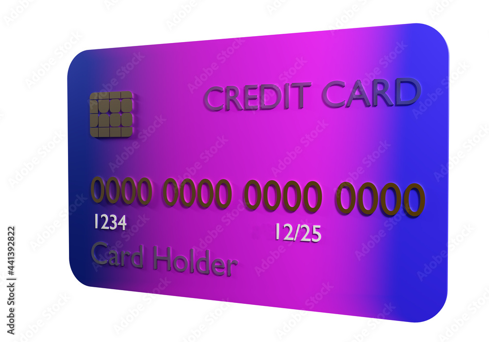 Purple credit card mockup. Banking credit card on a white background ...