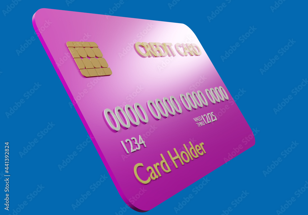 Pink credit card without personal details. Bank credit card on a ...