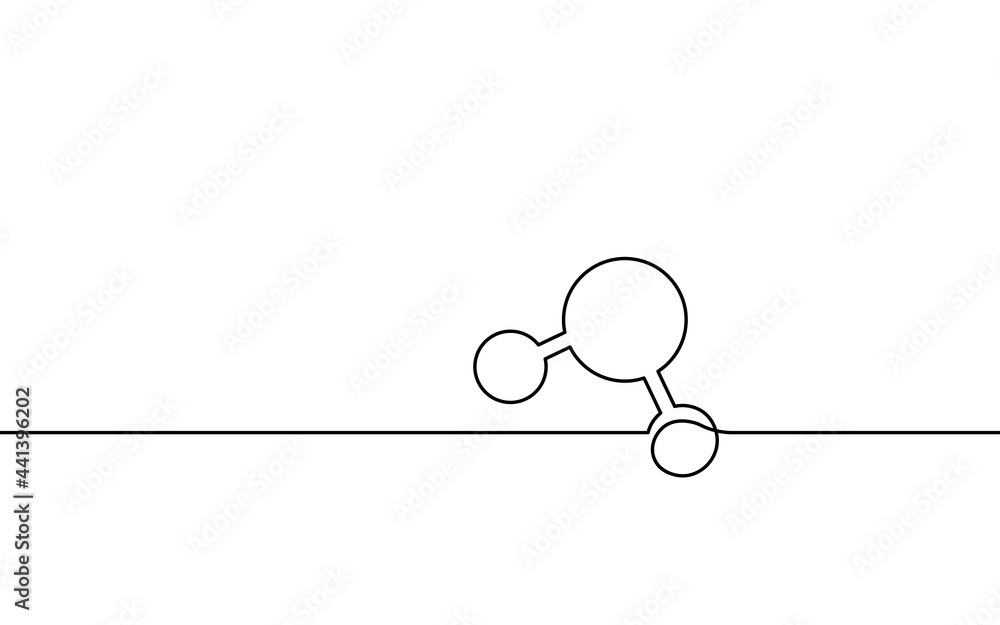 One line water molecule structure concept. Continuous line science ...