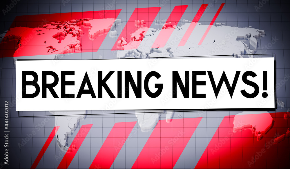 Breaking news concept, world map in background - 3D illustration Stock ...