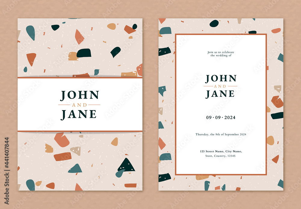 Beige Invitation Card Layout Stock Template | Adobe Stock
