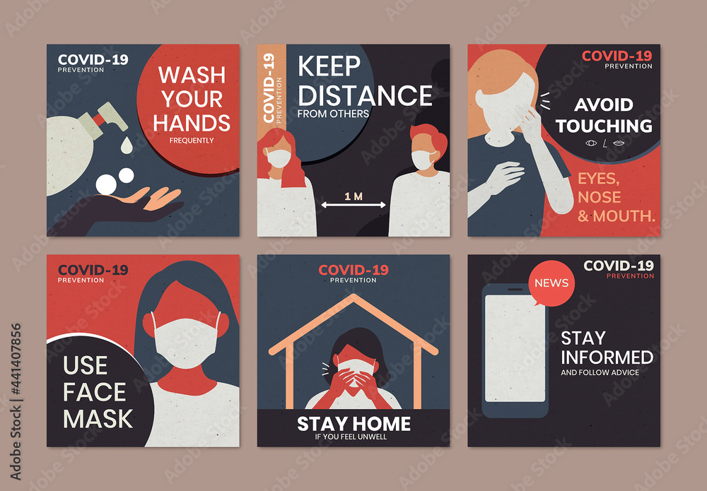 Covid-19 Prevention Message Layout Set Stock Template | Adobe Stock Covid-19 Prevention Message Layout Set Stock Template | Adobe Stock