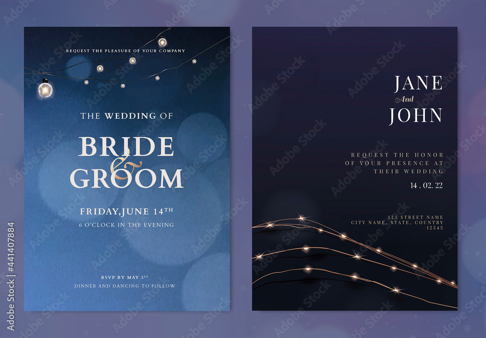 Printable Wedding Invitation Card Layout Stock Template | Adobe Stock