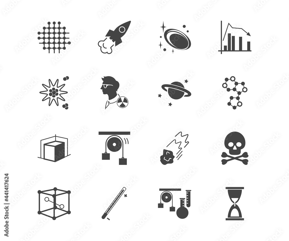 Physical icon set and 3d modeling with graph, danger skull and flying ...