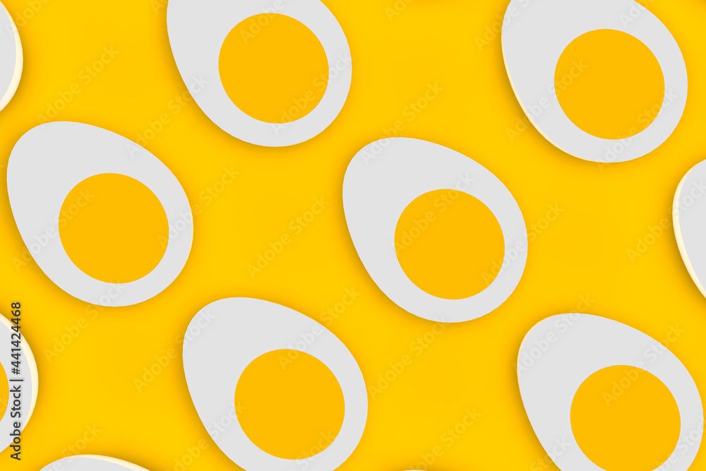 Eggs in yellow background patron. 3D illustration Stock Illustration ...