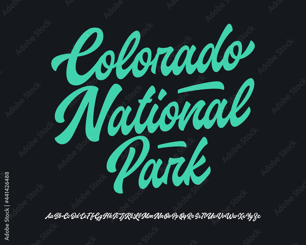 Colorado National Park. Original Brush Script Font. Retro Typeface ...