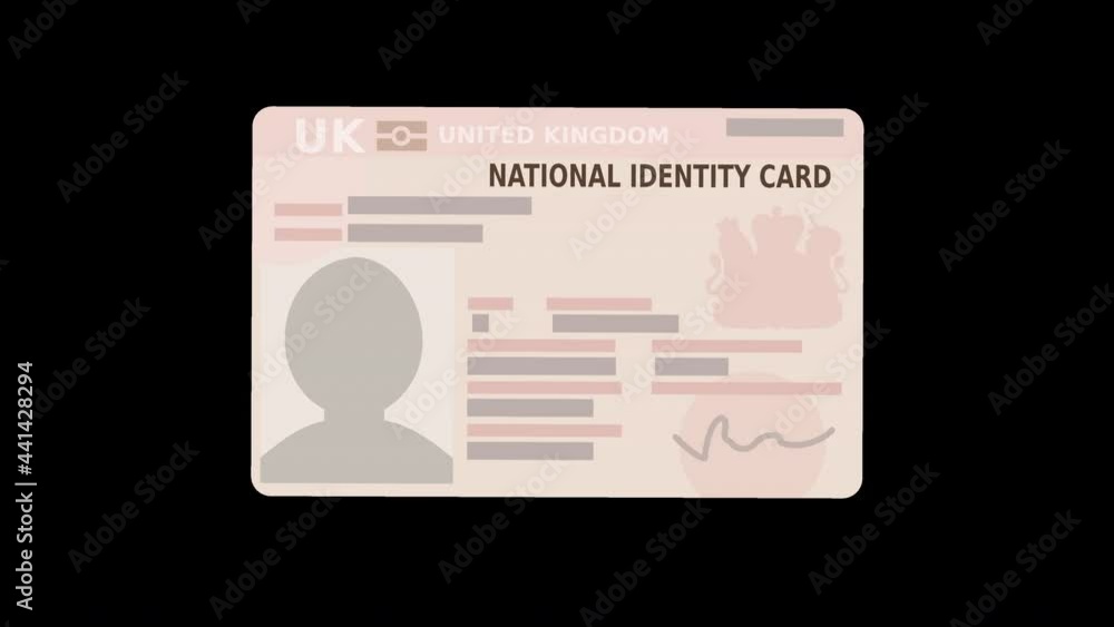 A hand shows the national identity card of the United Kingdom on a ...