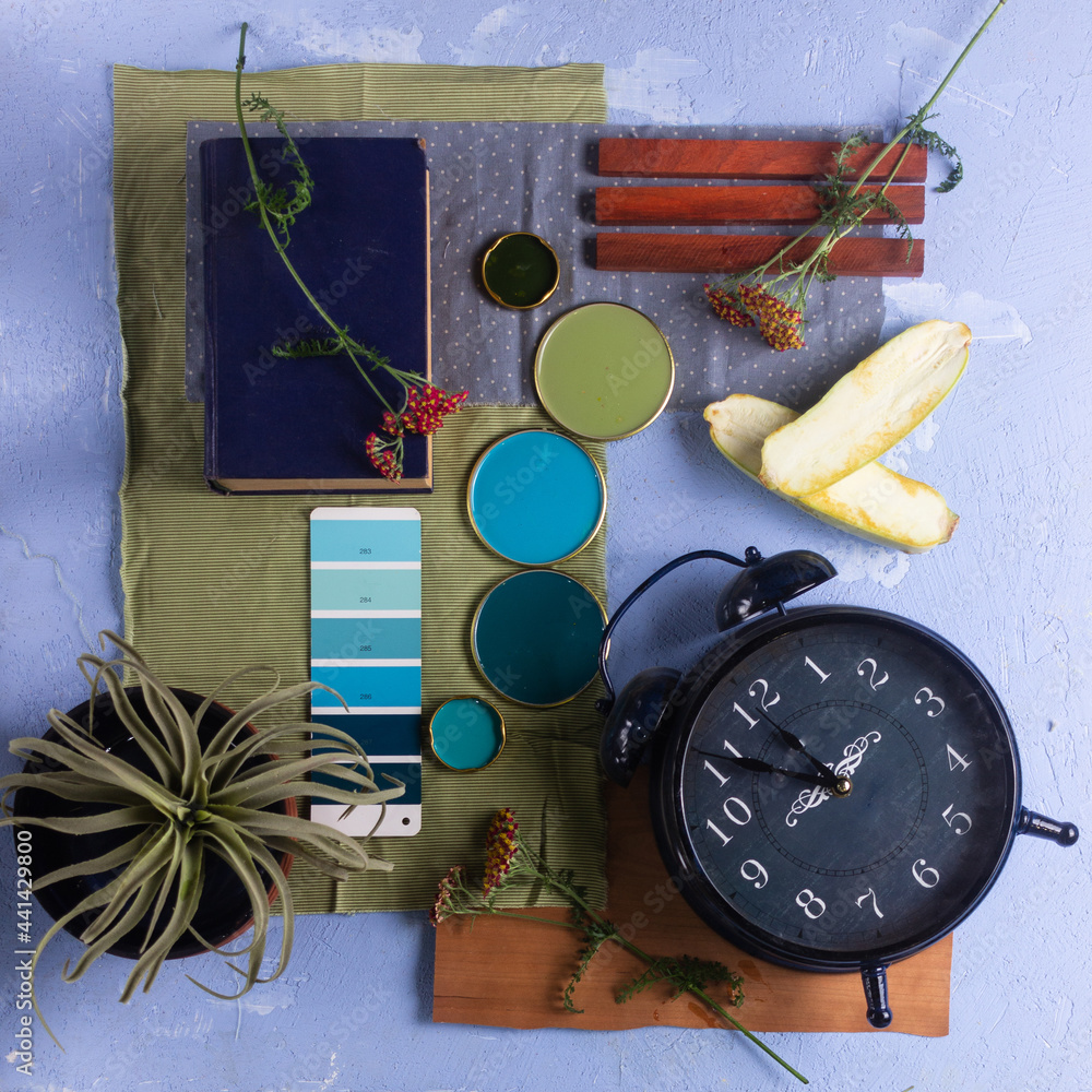 color palette mood board for decor and interior design Stock Photo ...