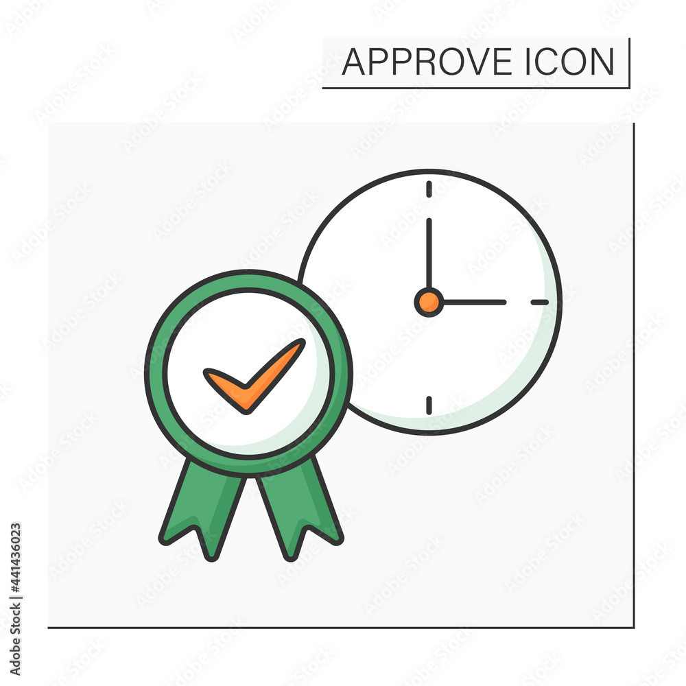 Approve time color icon. Accept daily routine schedule. Time management ...