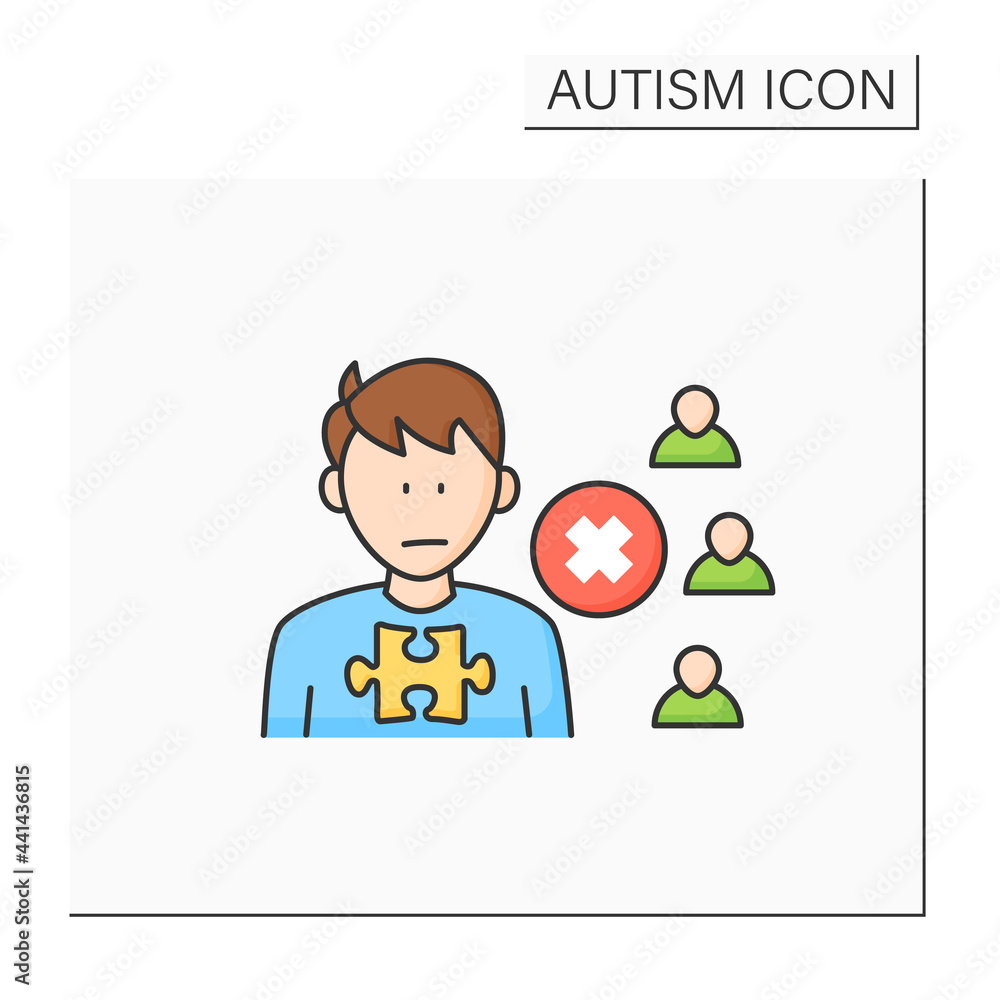 Neurodevelopmental disorder color icon.Social withdrawal.Social ...
