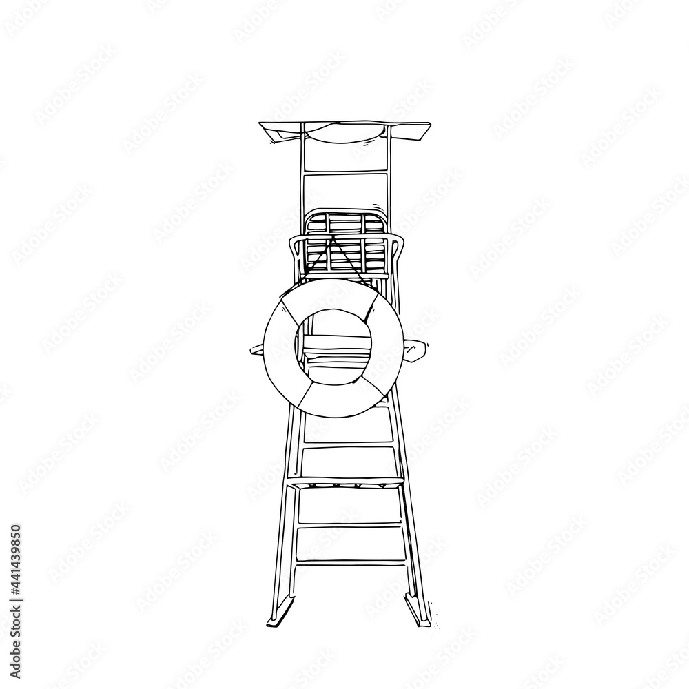 Observation tower on the beach, hand drawing Stock Vector | Adobe Stock
