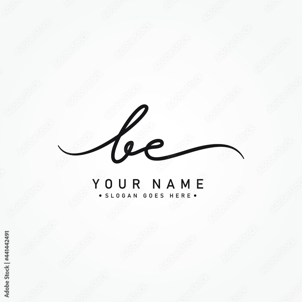 Initial Letter BE Logo - Handwritten Signature Logo Stock Vector ...