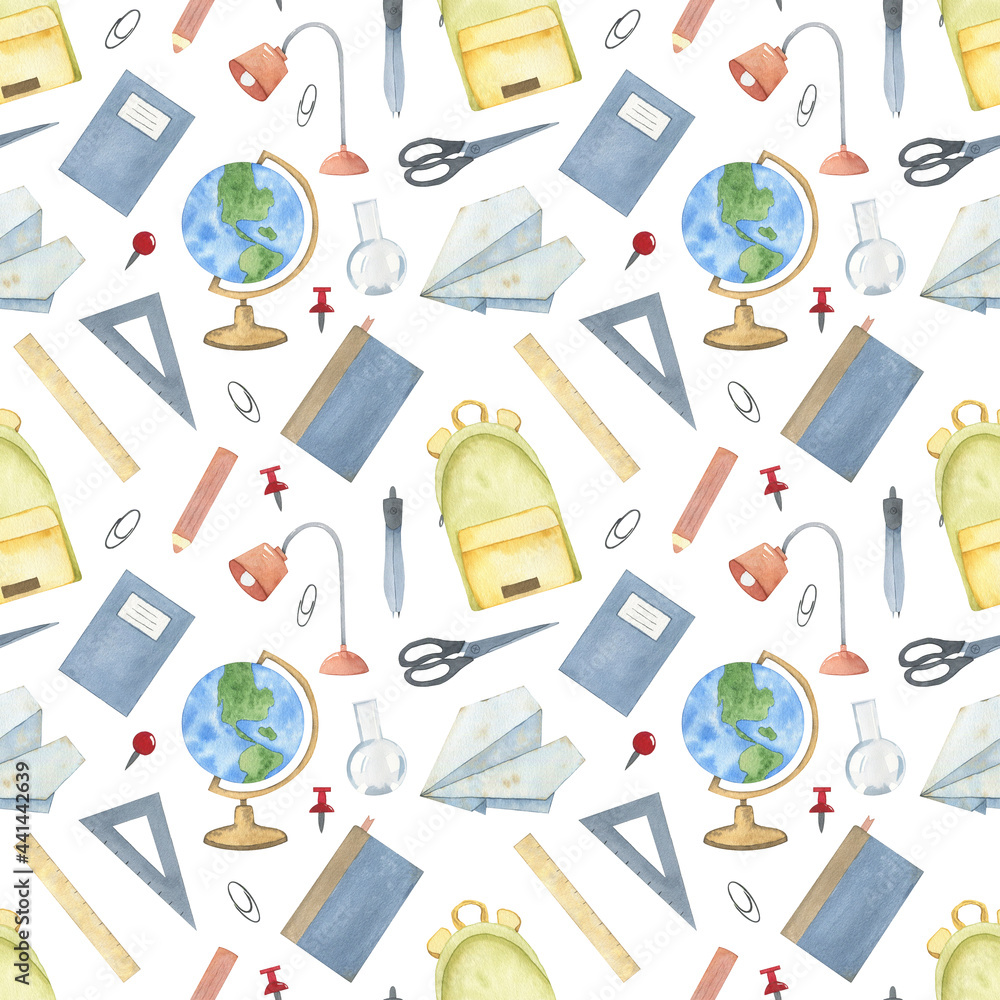 Seamless pattern with school supplies. Backgrounds and wallpapers for ...