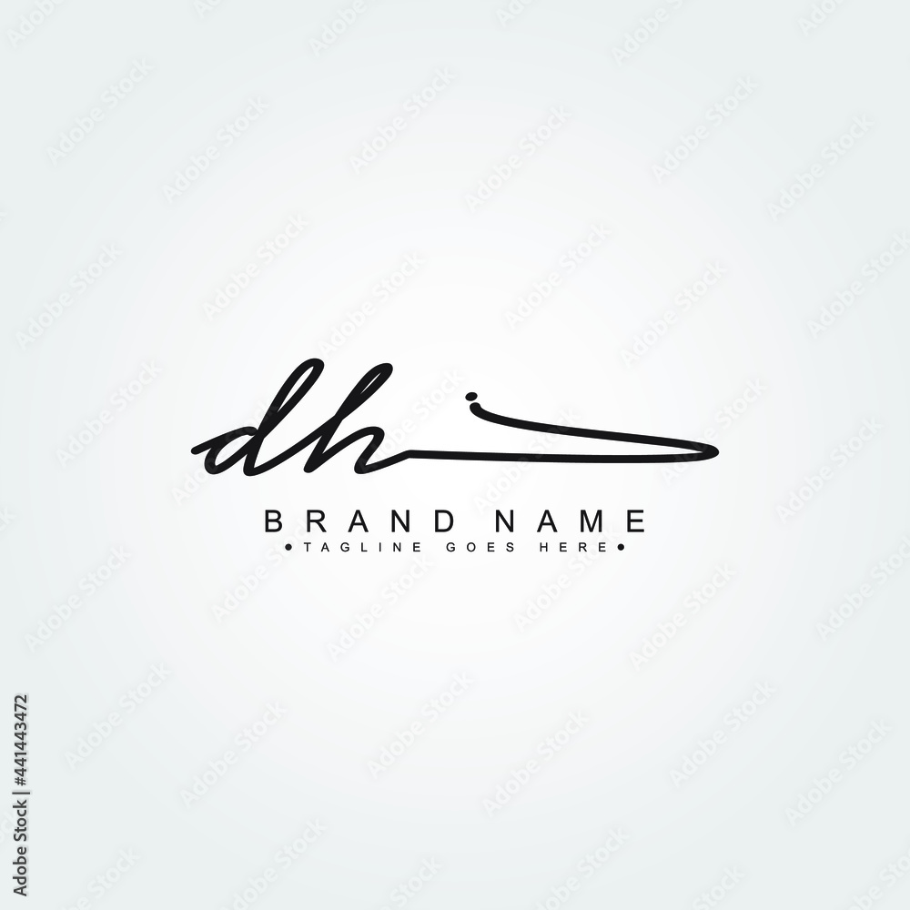 Initial Letter DH Logo - Handwritten Signature Logo Stock Vector ...