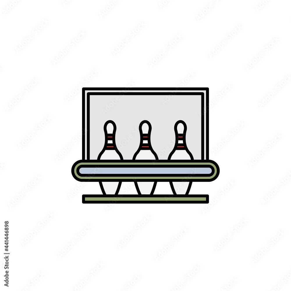 Vektorová grafika „bowling pins line recolored icon. Signs and symbols ...